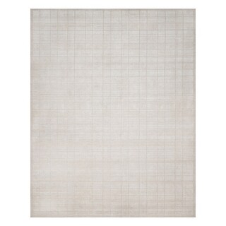 Shahbanu Rugs Lace Ivory, Hand Loomed, Modern Grid Pattern, Natural ...