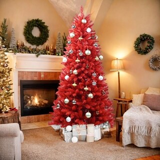 PVC Christmas Automatic Tree Fireproof Artificial Christmas Red Tree ...