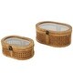 Brown Rattan Handmade Wrapped Oval Storage Box with Cane Panels and ...