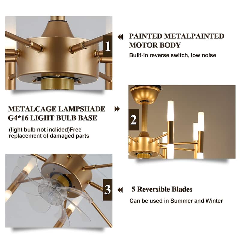 Bella Depot 6-Lighr Gold French Country Metal Candle Ceiling Fan 6 ...