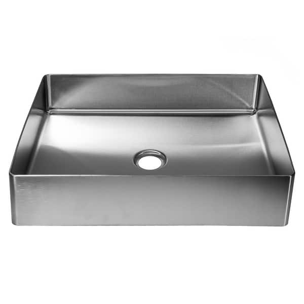 Rectangular Stainless Steel Vessel Sink in Silver with Drain - Bed Bath ...