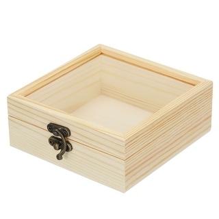 Unfinished Wooden Box Storage Box with Hinged Lid and Front Clasp - Bed ...