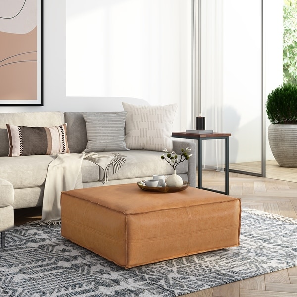 Grey faux leather pouffe store