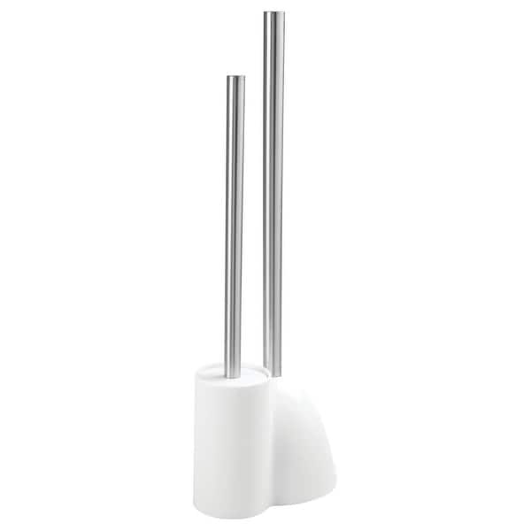 mDesign Compact Freestanding Plastic Toilet Bowl Brush/Plunger Set with ...
