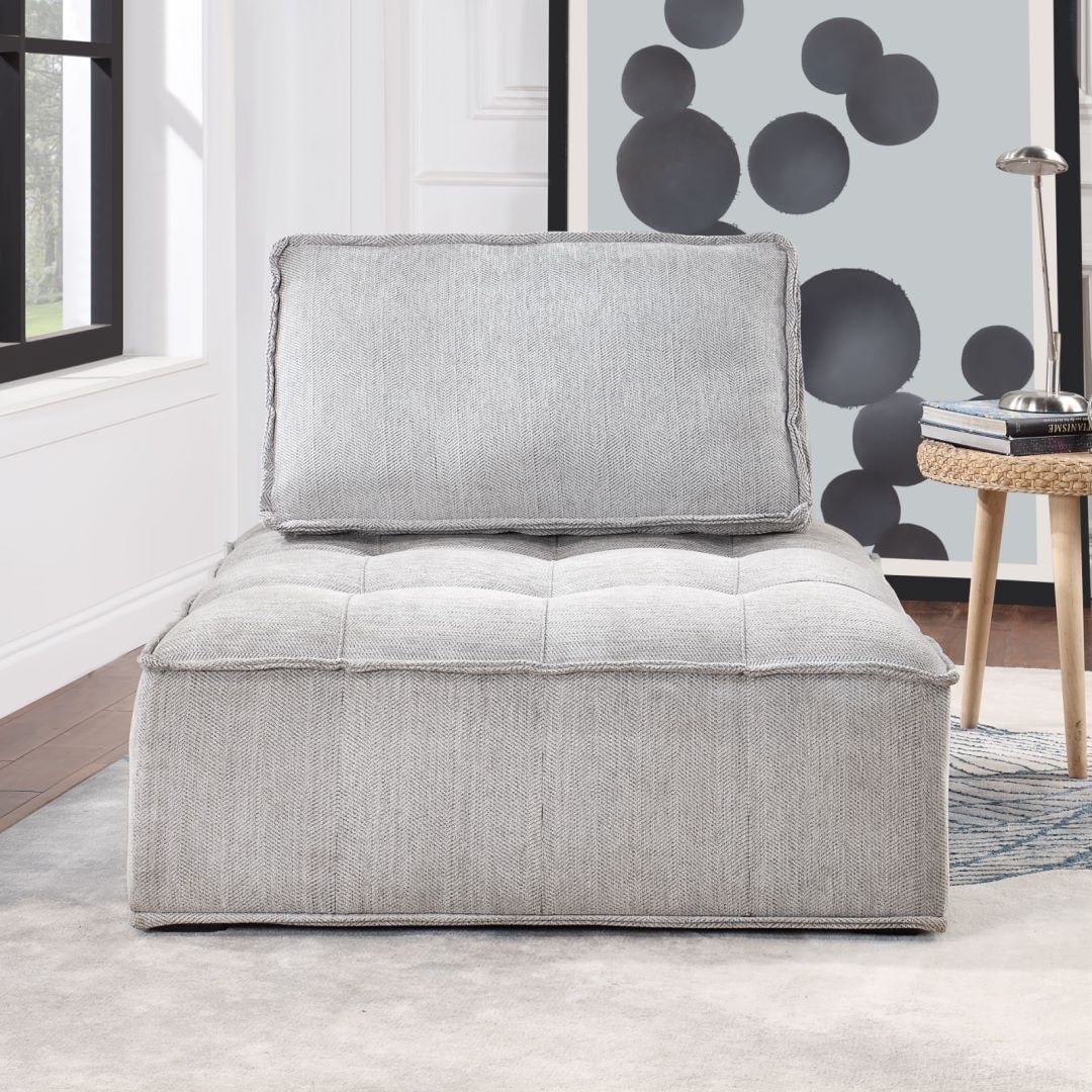 Grey Upholstered Seating Armless Accent Chair Oversized Leisure Sofa ...