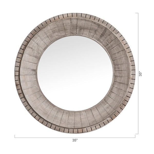 Farmhouse Round Wood Frame Wall Mirror - 35" H x 35" W - Bed Bath ...
