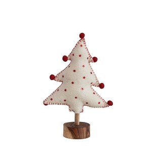 Handmade Wool Felt Tree with Beads and Pom Pom - 3.2"L x 3.2"W x 7.8"H ...