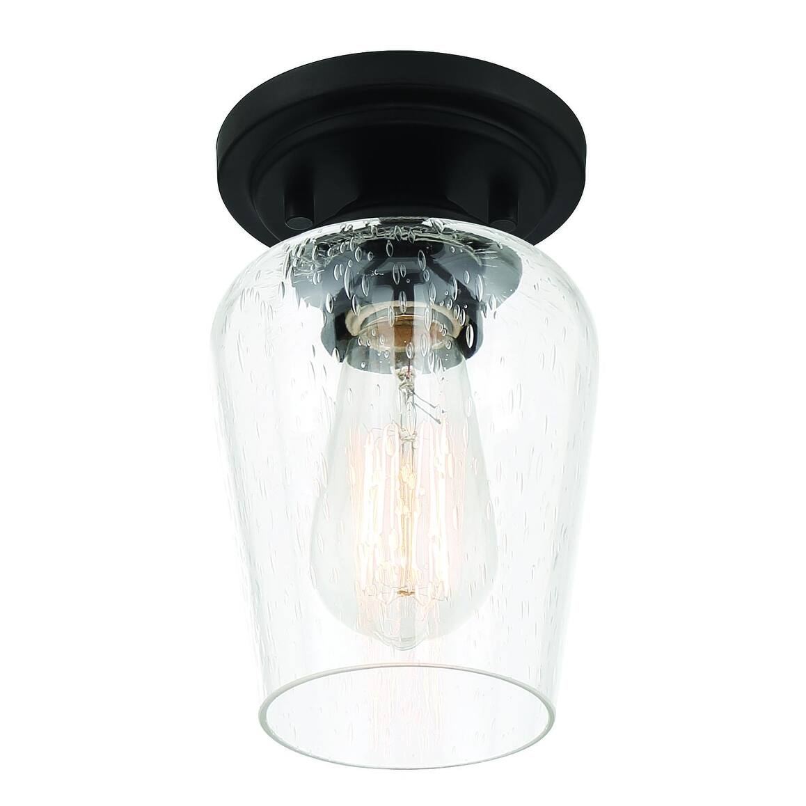 Lavery Shyloh Coal & Seeded Glass 1 Light Pendant / Semi Flush - Bed ...