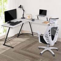 L-Shape Computer Desk Shelf Corner Workstation White - Bed Bath ...