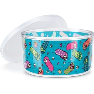 Flip Flops Double Wall Insulated Unbreakable Plastic Bowl with Lid ...