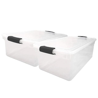 Homz 64Qt Stackable Plastic Storage Bin Container Box w/Latch Lid ...