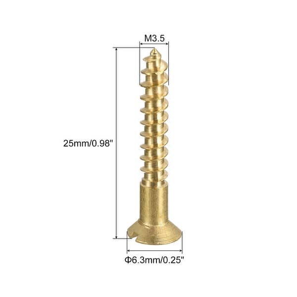 Wood Screws Slotted Flat Head Brass Self-Tapping Screw 100 Pcs - Gold ...