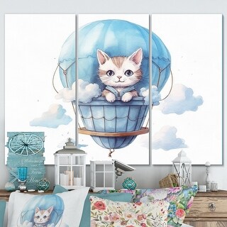 Designart "Nursery Kitten Cuddles I" Children Wall Art Print Set - Bed ...