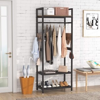 Small Heavy Duty Clothes Rack with Shelf and Hanging Rod, Freestanding ...