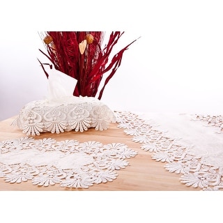 Fancy White Lace Fabric Table Placemat Set of 4 - Bed Bath & Beyond ...