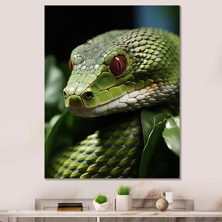 Designart "Portrait Of Green Snake Wildlife Photography" Animals Snake ...