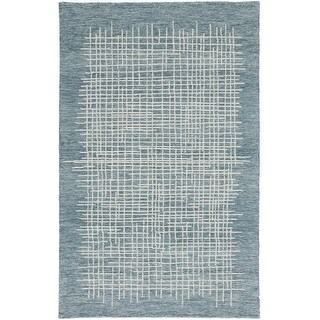HomeRoots 4' X 6' Blue And Ivory Wool Plaid Tufted Handmade Stain ...