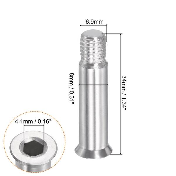 34mm Inline Axle Screws, 8 Pack Hex Socket Screw Replacement Fastening ...