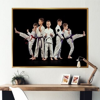 Designart "Karate Kids" Martial Arts Framed Canvas Wall Art - Bed Bath ...