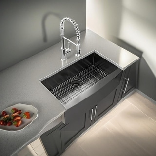 Gunmetal Black Farmhouse Sink - 33 Inch Kitchen Sink Stainless Steel ...