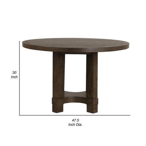 Cora 48 Inch Dining Table, Round Rubberwood Frame, Brown Ash Veneer ...