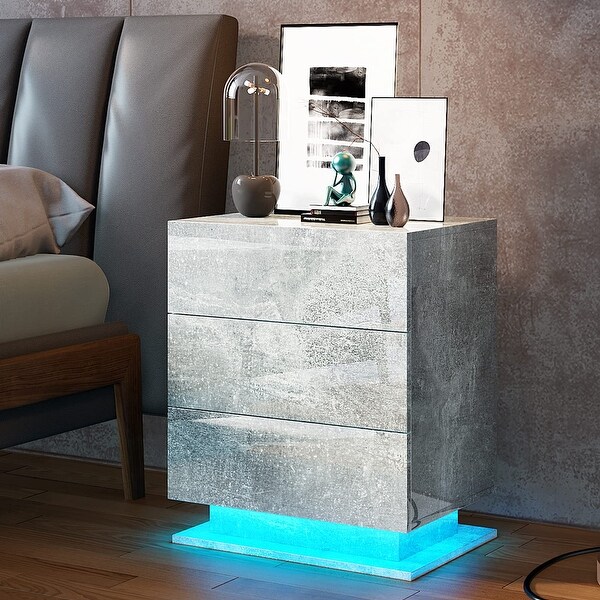 Grey high gloss bedside table store