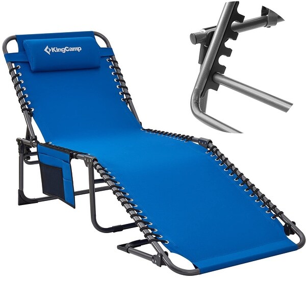Outdoor Adjustable Tri fold Chaise Lounge Chair for Patio Beach Sunbathing Tanning Pool Camping Blue Bed Bath Beyond 40155481