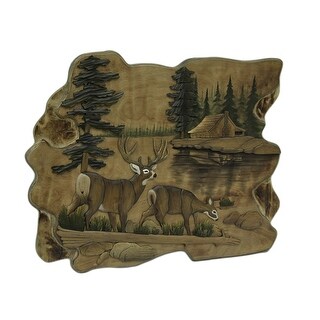 Deer Family In The Woods Hand Crafted Intarsia Wood Art Wall Hanging ...