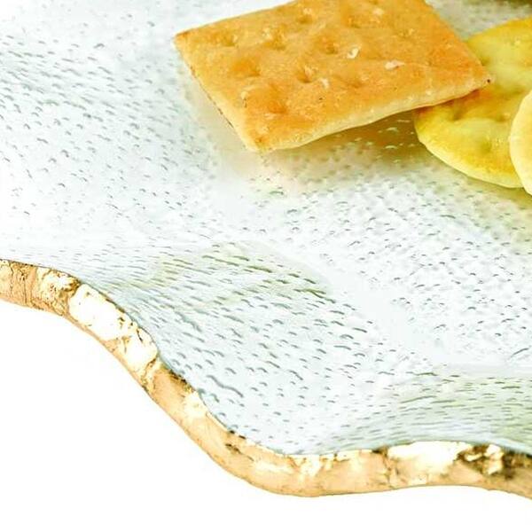 13 Mouth Blown Wavy Edge Gold Leaf Platter or Charger - 14 W x 2 D x 14.5 H - Bed Bath & Beyond ...
