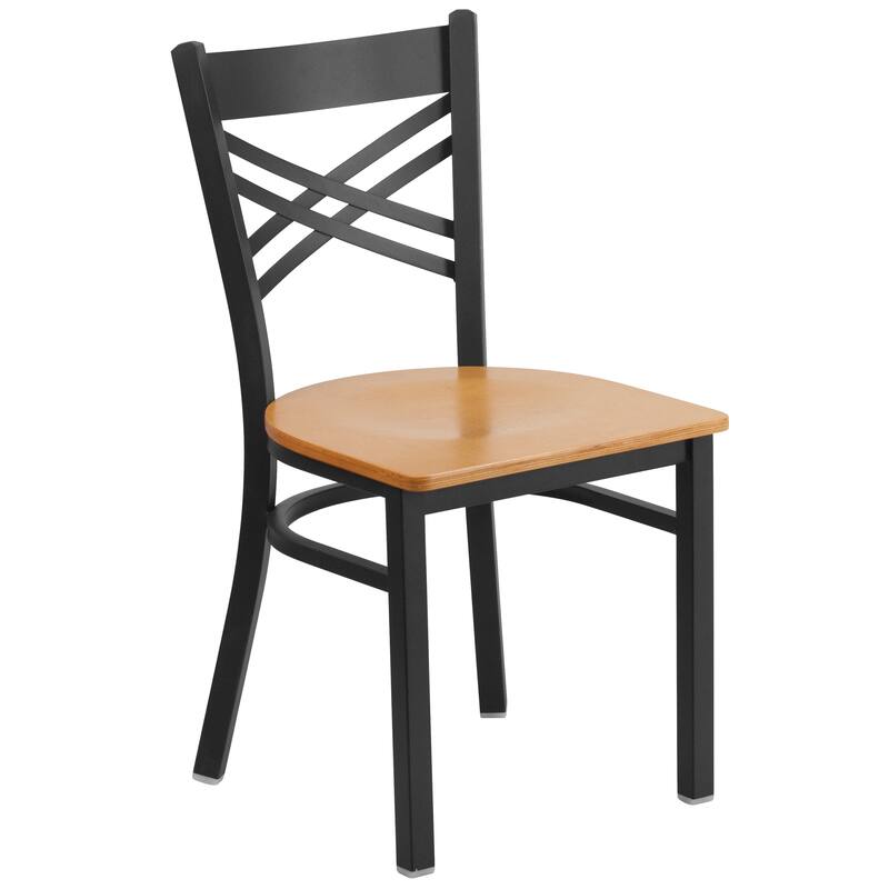 Steel X-back Restaurant Chair (Set of 2) - 16.5"W x 17"D x 32.25"H ...