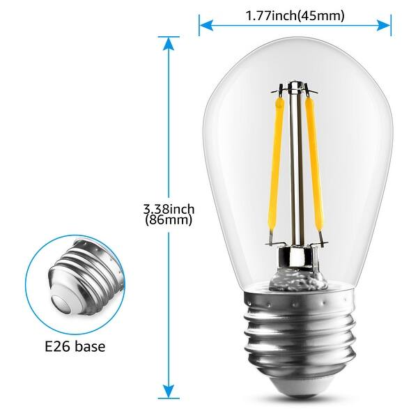 S14 Colored Non-Dimmable LED 1.2W Outdoor String Light Filament Bulbs ...