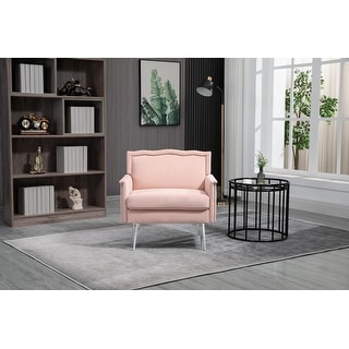 Accent Chair Modern Armchair with Nail Head and Acrylic Feet, Pink ...