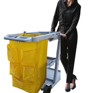 Large Waste Garbage Bag Cleaning Trolley Hotel Trash Collect Holder ...