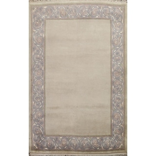 Bordered Wool Nepalese Oriental Area Rug Handmade Contemporary Carpet ...