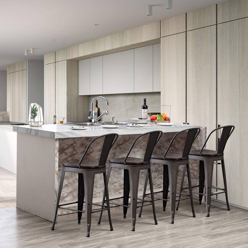 30-inch High Back bar stools farmhouse bar stools Set of 4 - On Sale ...