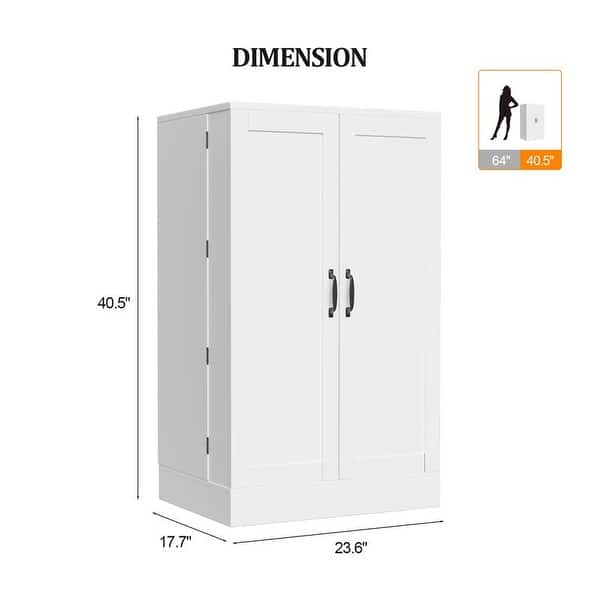 White Kitchen Storage Cabinet Pantry Cabinet with 2 Doors and ...