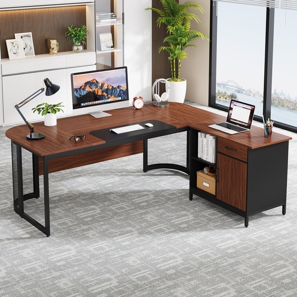 63" Executive Desk, Modern White Home Office Computer Desk, Large ...