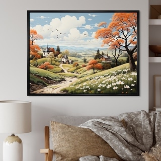 Designart "Countryside Early Spring Landscape I" Landscapes Framed ...