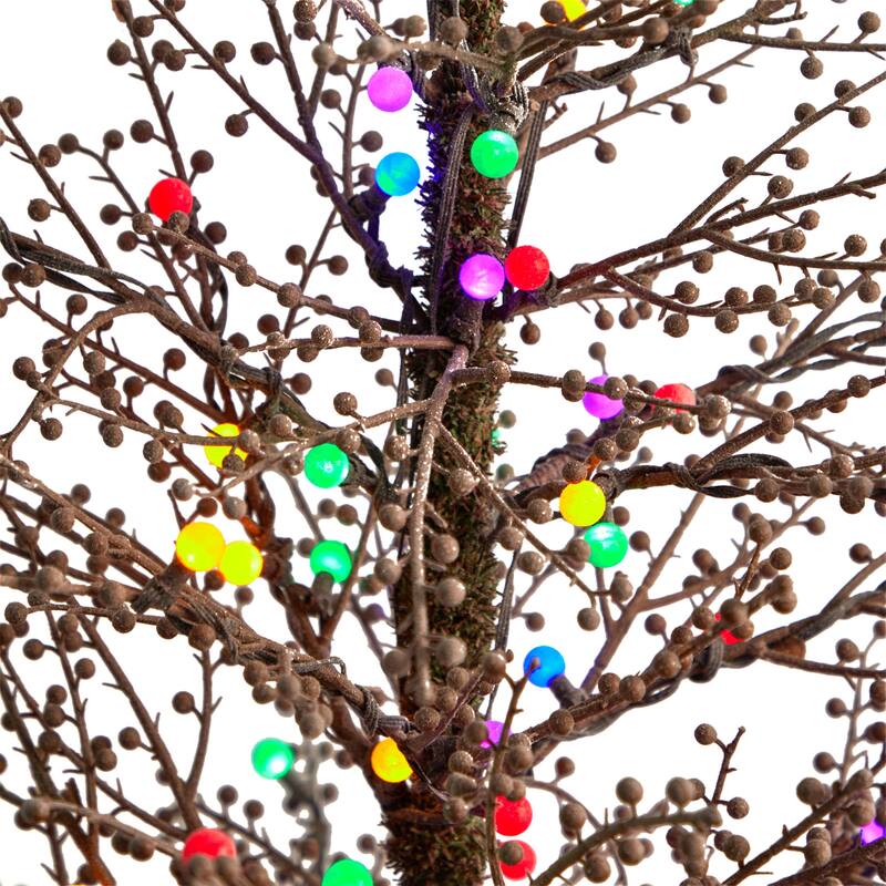 4' Pre-Lit Frosted Berry Twig Artificial Christmas Tree, Multicolored ...
