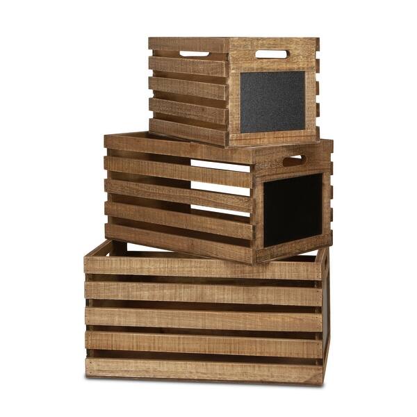Brown Wood Slat Crate (Set of 3) - Bed Bath & Beyond - 36487048