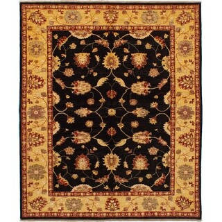 ECARPETGALLERY Hand-knotted Chobi Finest Black Wool Rug - 6'5 x 7'8 ...