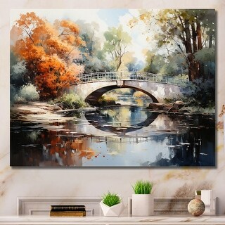 Designart "Beige Bridge Impressionist Crossing An II" Architecture ...