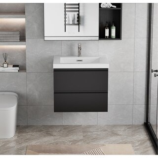 30" Floating Bathroom Vanity with Sink, Modern Wall-Mounted Bathroom ...