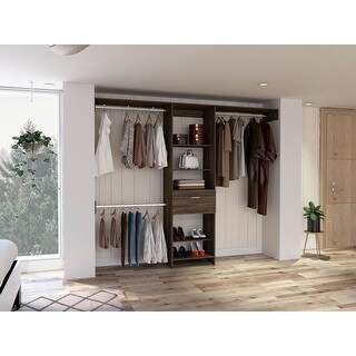 1-Drawer 4-Shelf Closet System with Open Shelf for Bedroom - Bed Bath ...