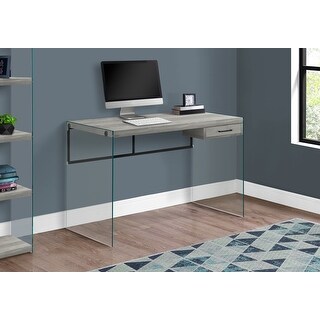 Modern Tempered Glass Computer Desk with Storage Drawer - Bed Bath ...