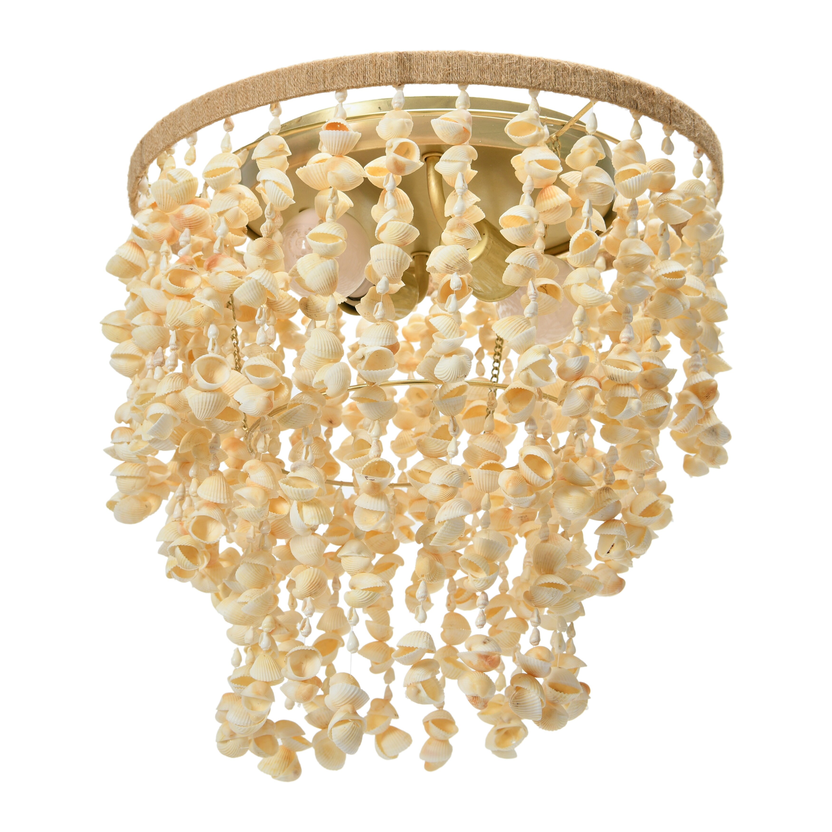 15" Round Metal and Shell Flush Mount Ceiling Light - Bed Bath & Beyond ...