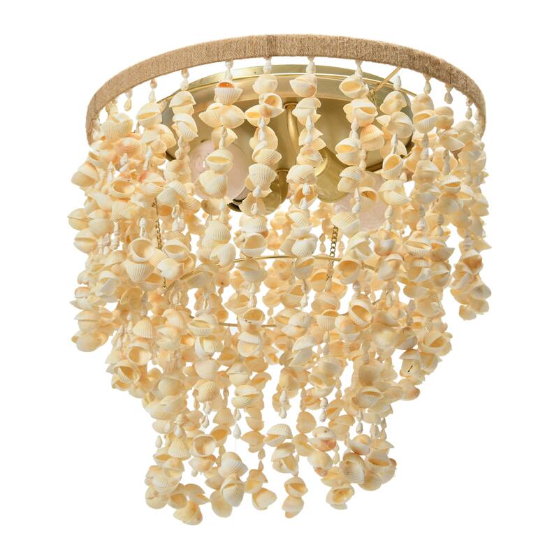 15" Round Metal and Shell Flush Mount Ceiling Light - Bed Bath & Beyond ...