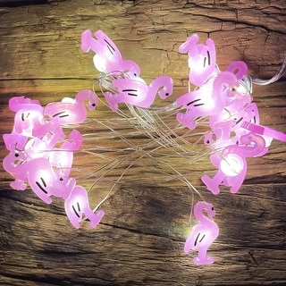 20 LED Pink Flamingo String Lights LED String Lights Battery Operated ...