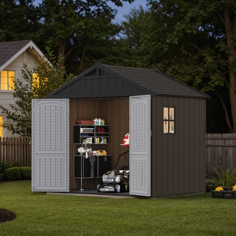 Patiowell 8' x 6' / 8' x 8' / 8' x 10 '/ 8' x 12' Plastic Outdoor Shed ...