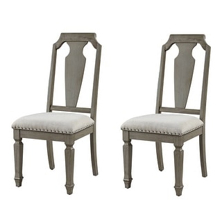 Set of 2 Beige and Weathered Oak Open Back Foam Fill Dining Chairs ...